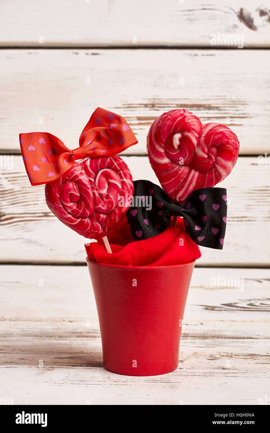 Red lollipops in flowerpot Stock Photo - Alamy