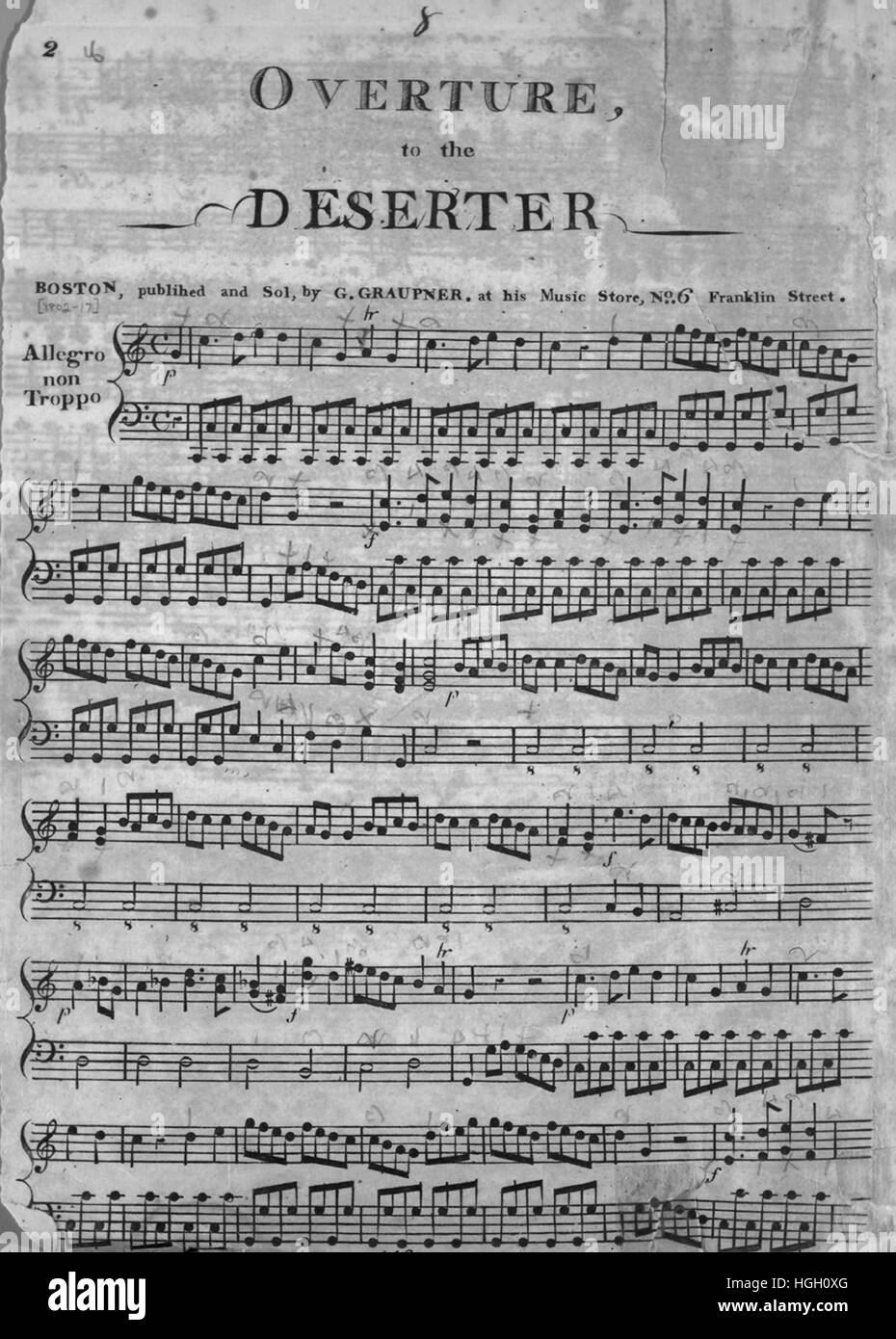 Sheet music cover image of the song 'Overture to the Deserter', with ...