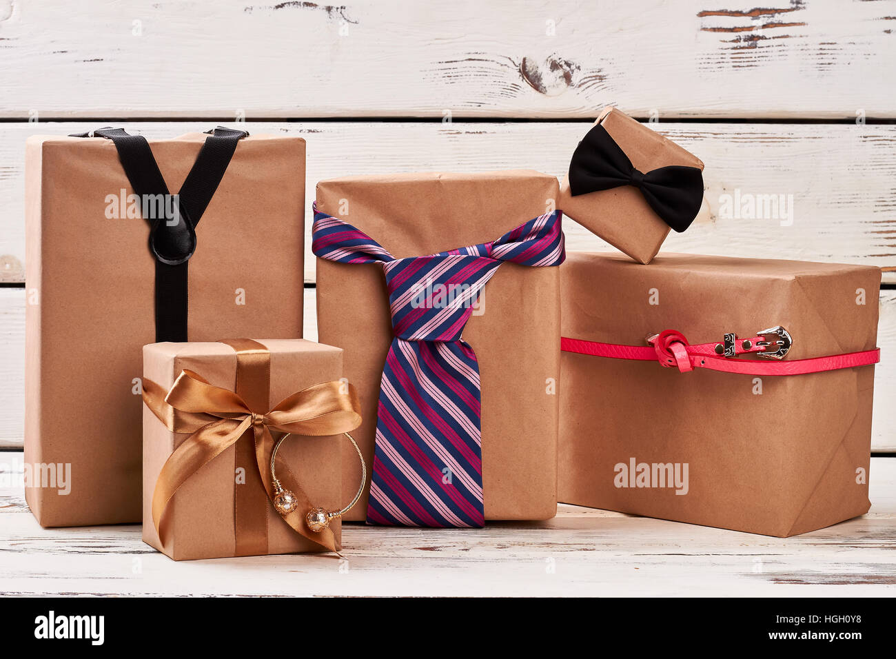 Present boxes and accessories Stock Photo - Alamy