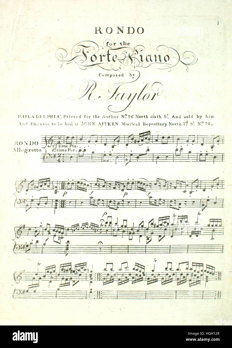 Sheet music cover image of the song 'Rondo for the Forte Piano', with ...