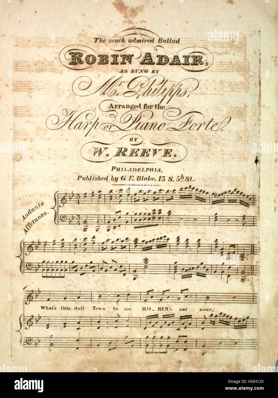 Sheet music cover image of the song 'The Much Admired Ballad Robin ...