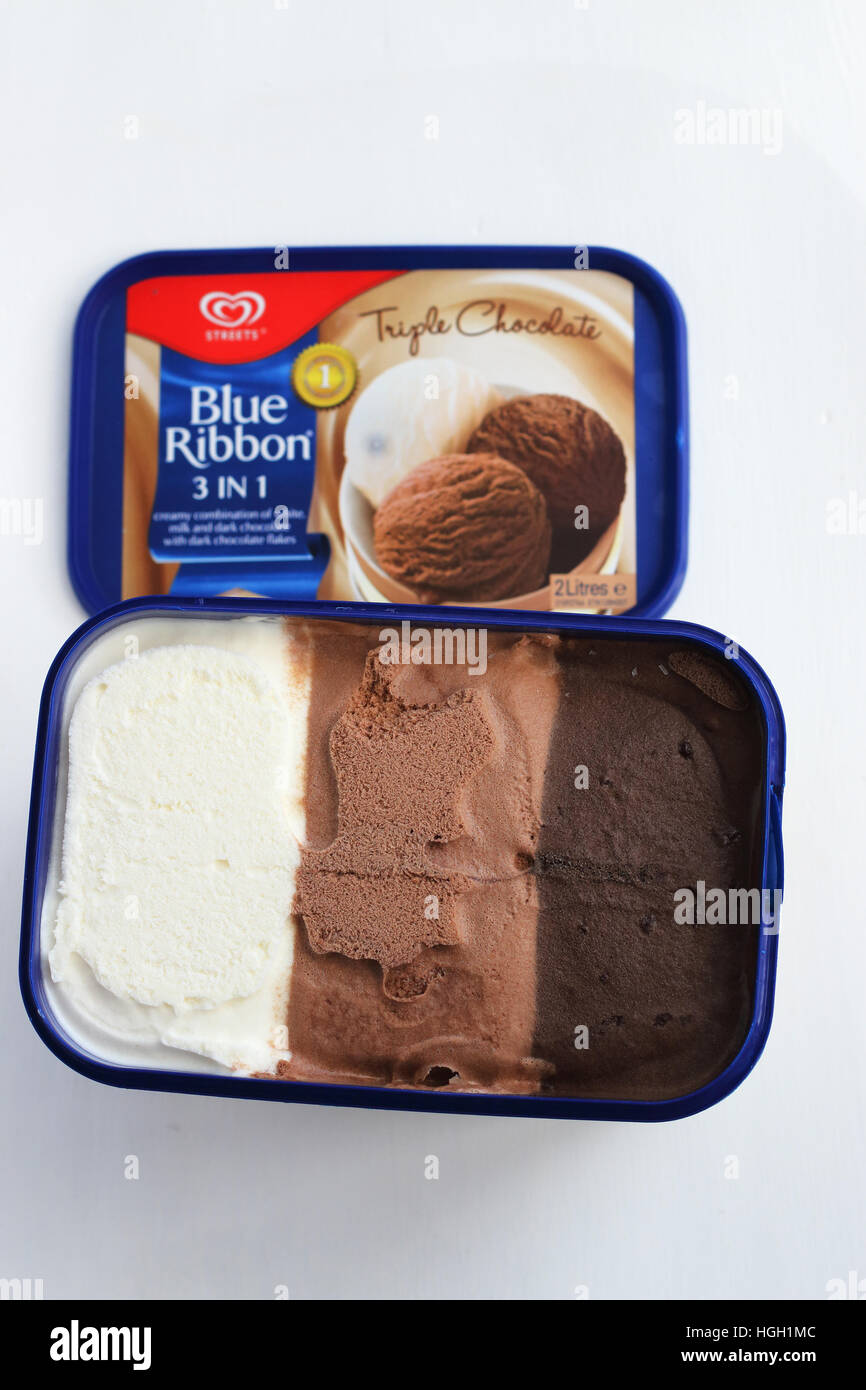 Australian Blue Ribbons 3 in 1 Triple Chocolate ice cream isolated ...