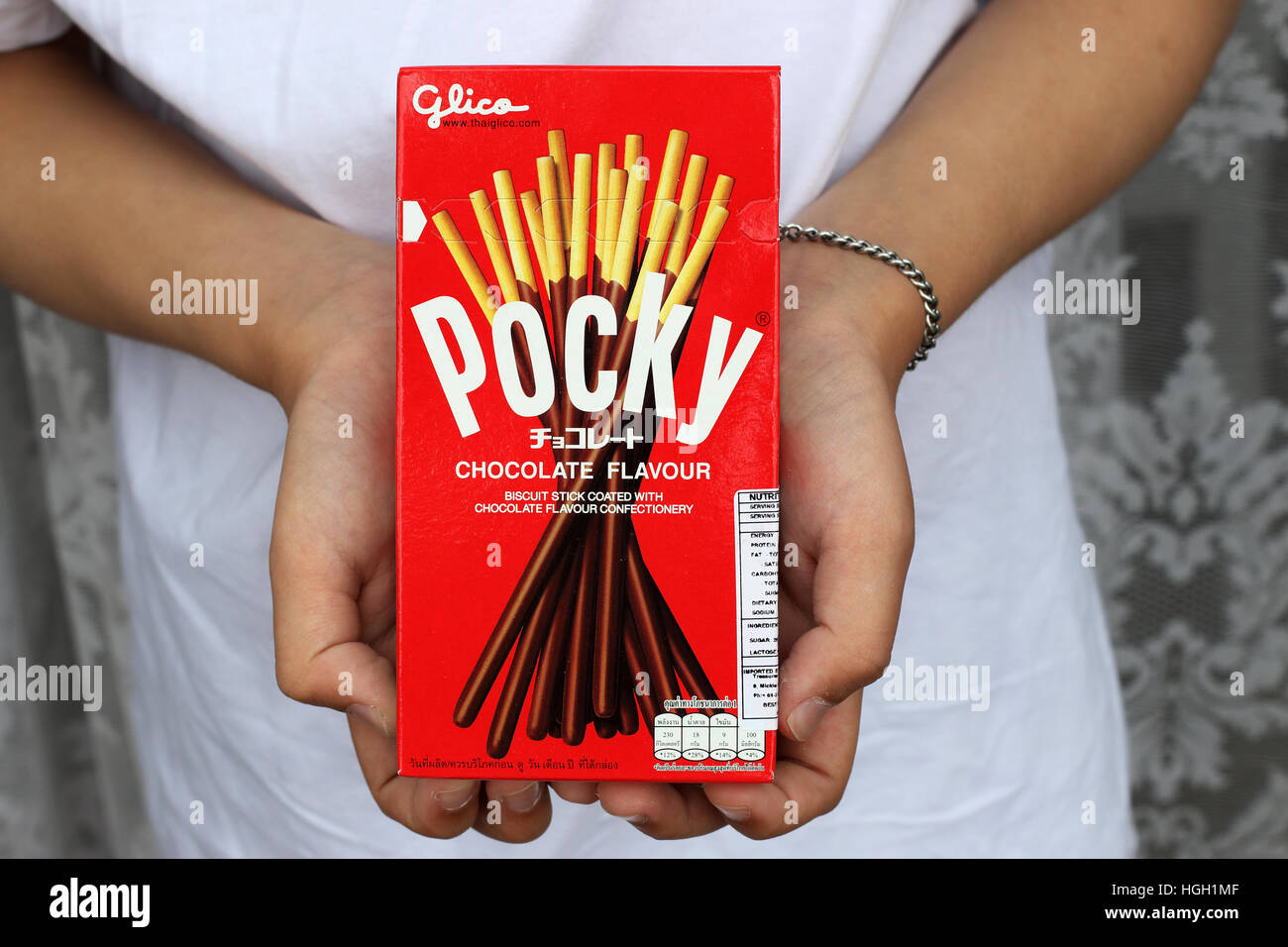 Close up of Pocky Chocolate flavour covered biscuit Stock Photo - Alamy