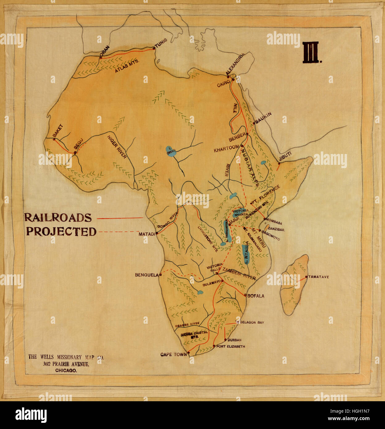Railroad map of africa 1908 hi-res stock photography and images - Alamy