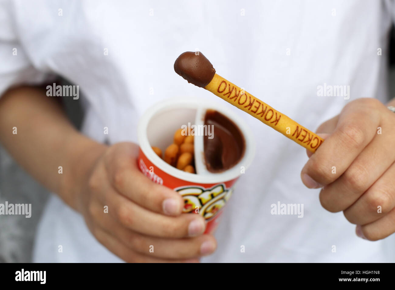 Meiji Yan Yan crispy biscuit sticks - Japanese biscuits Stock Photo - Alamy