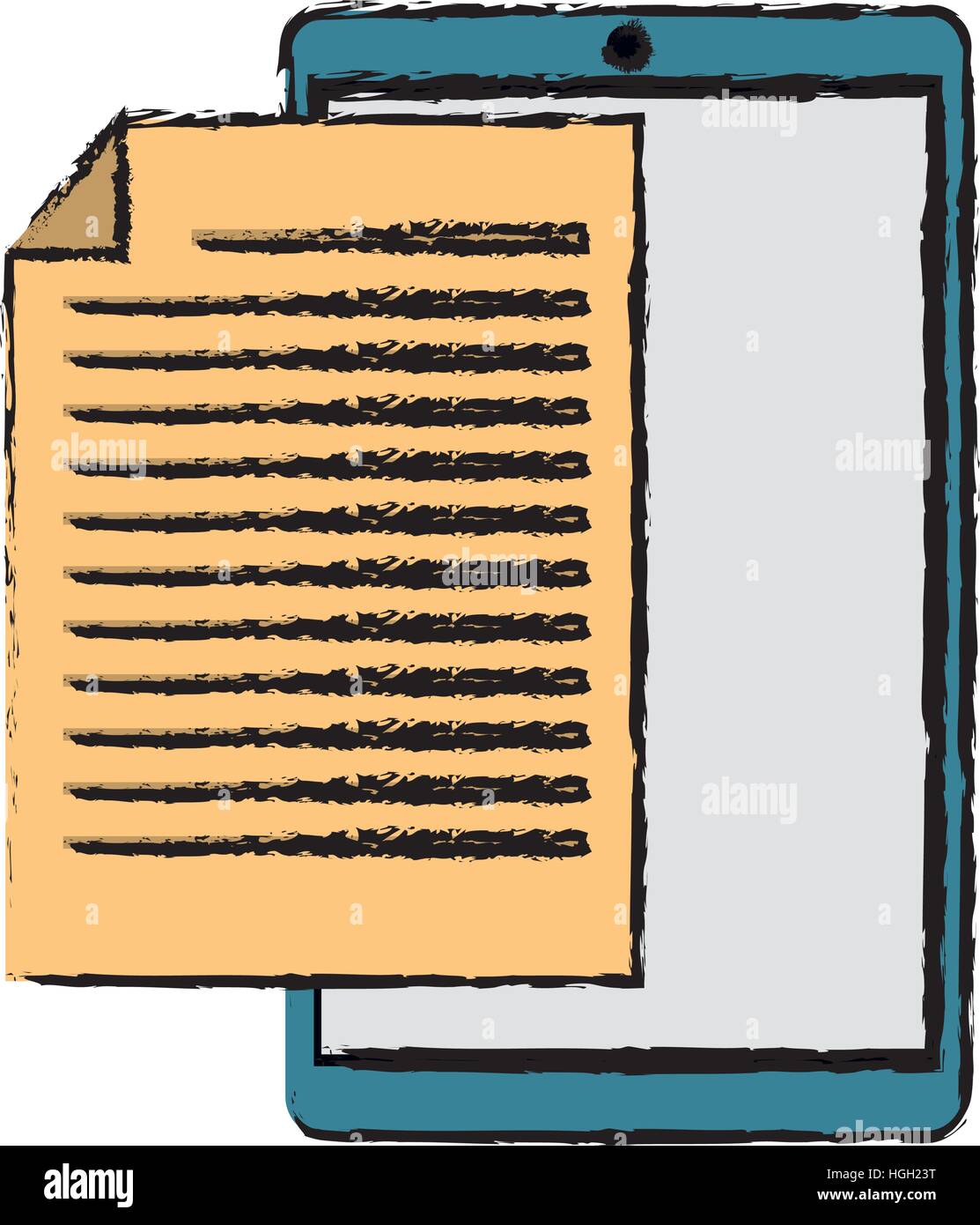 drawing mobile phone document file paper digital Stock Vector Image ...