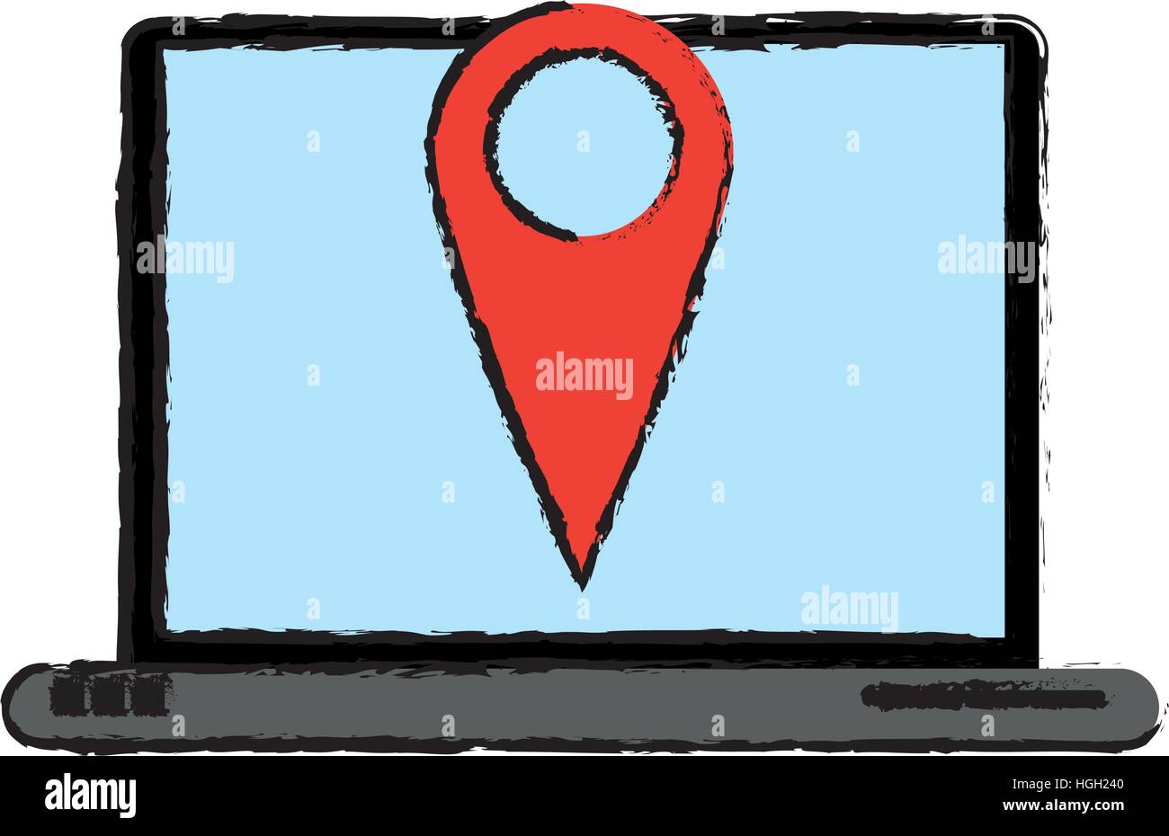 drawing laptop pin map app gps Stock Vector Image & Art - Alamy