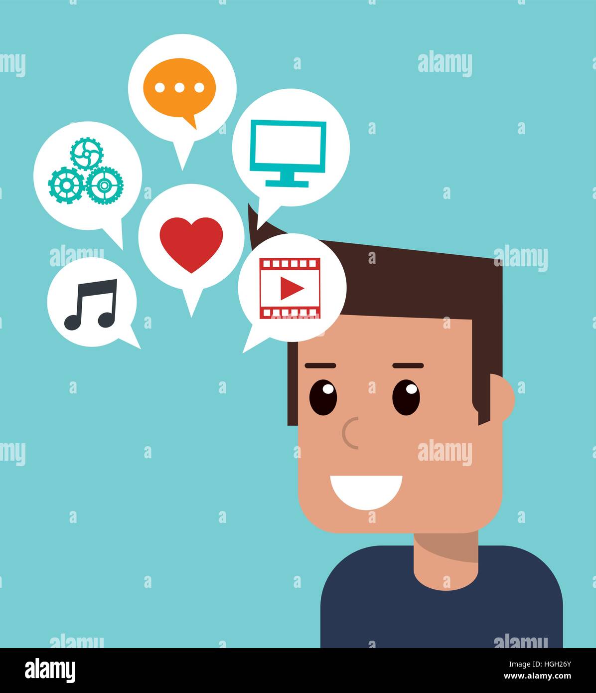 cartoon man social media apps Stock Vector Image & Art - Alamy