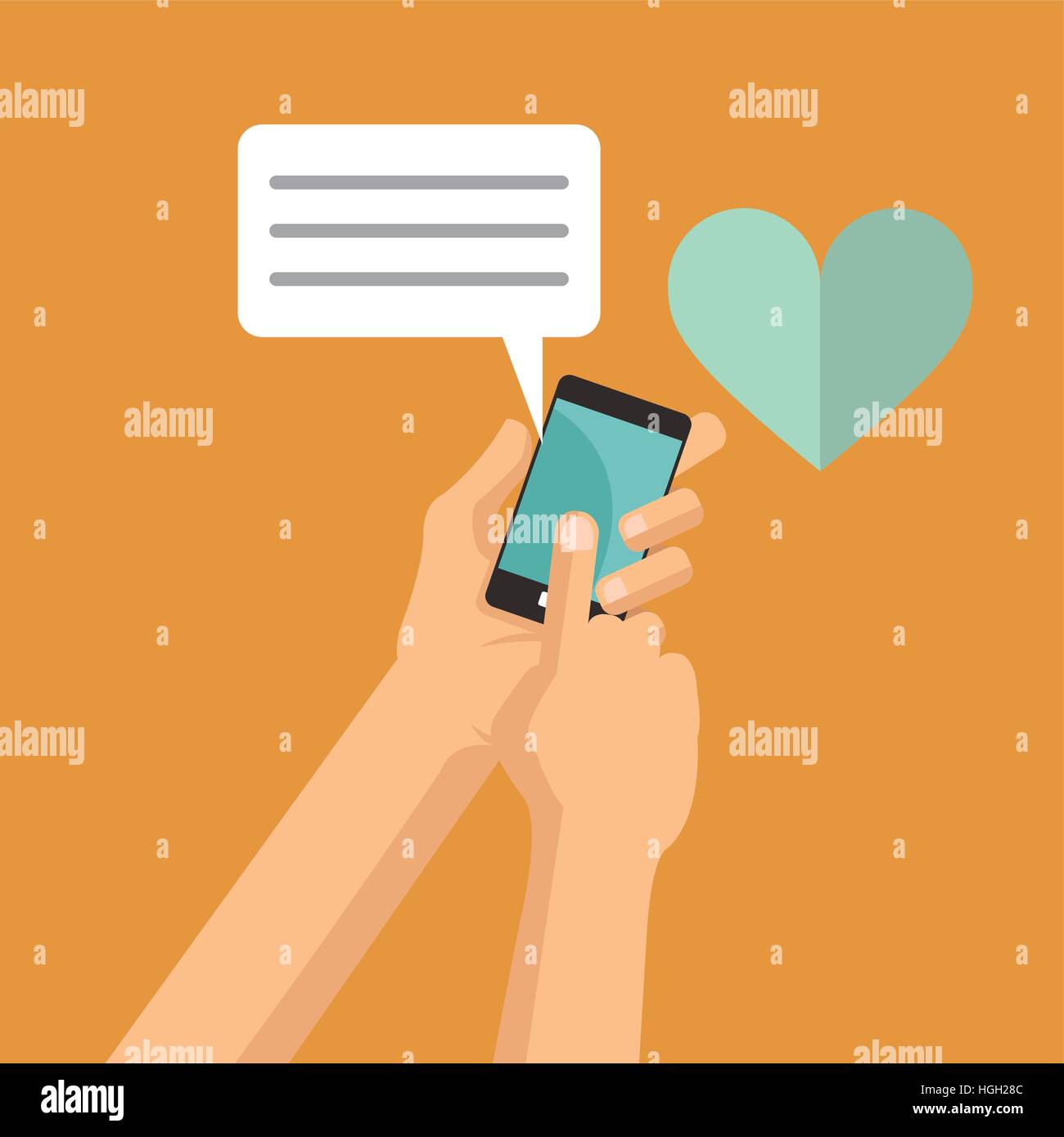 hand hold mobile phone love chat message Stock Vector Image & Art - Alamy