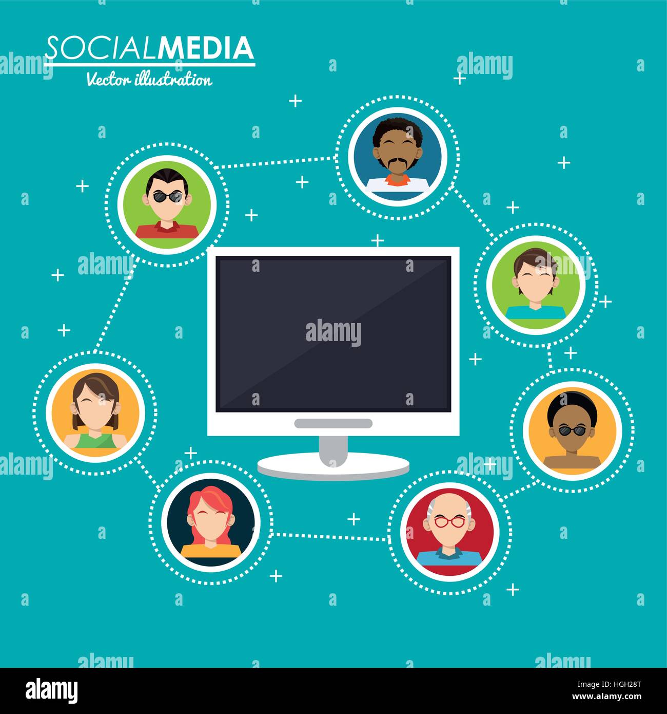 social media group interaction computer digital Stock Vector Image ...