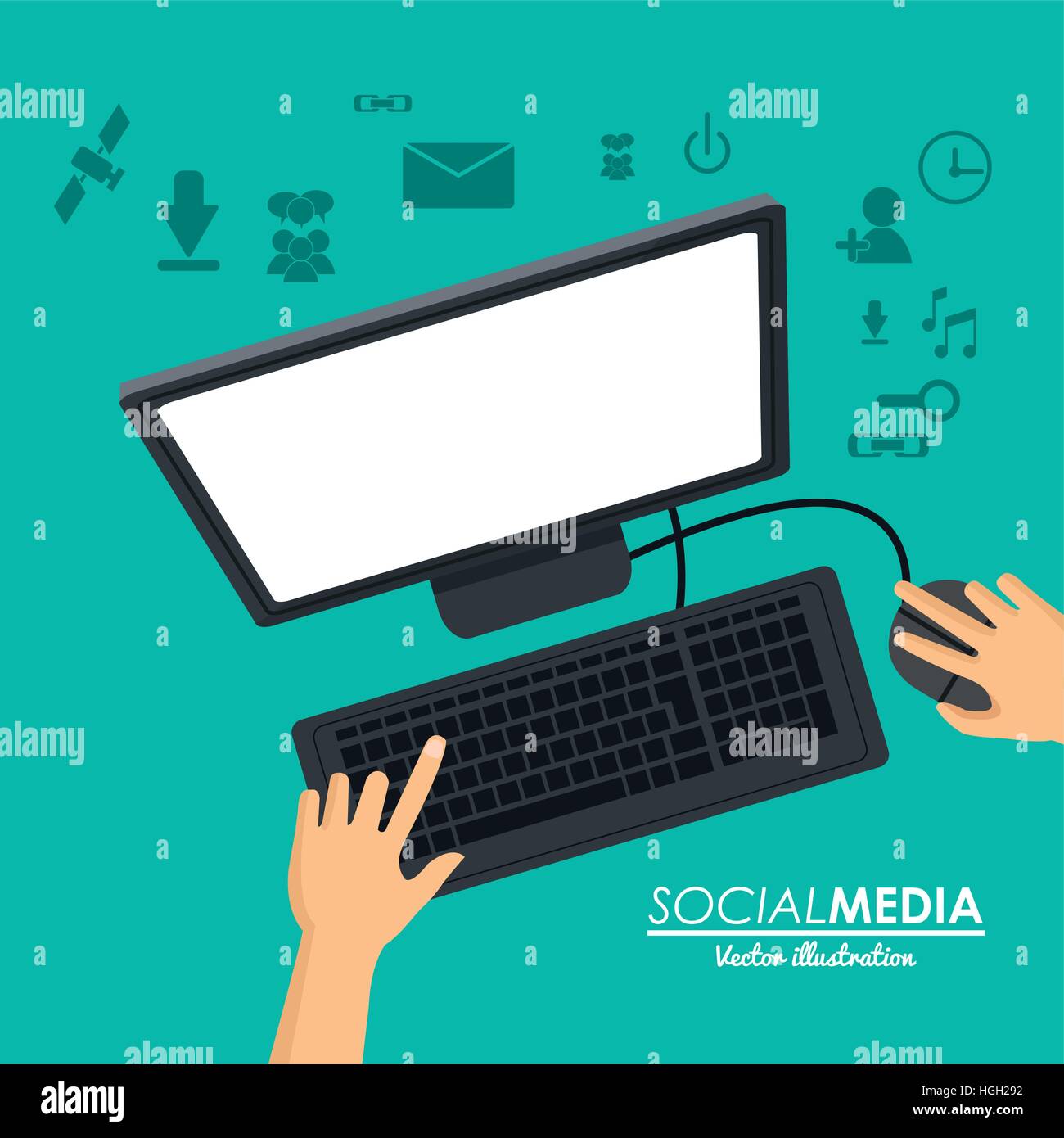 social media computer working Stock Vector Image & Art - Alamy