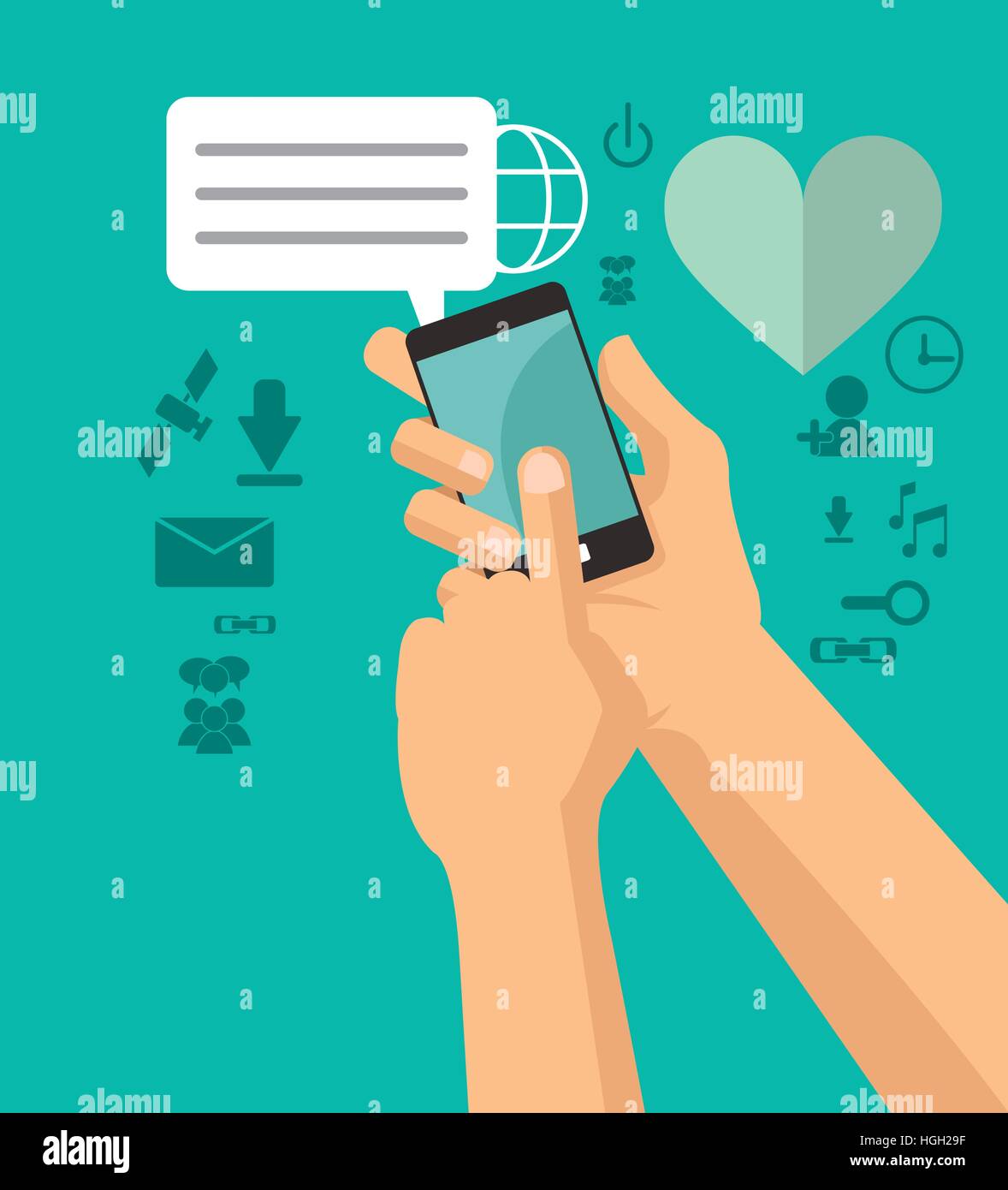 hands holds cellphone sending message chating Stock Vector Image & Art ...