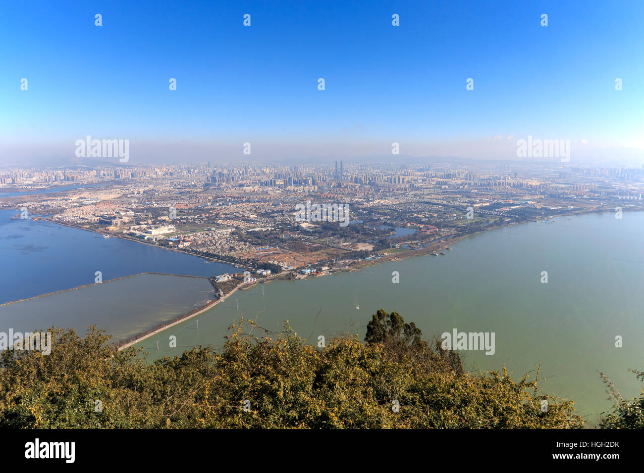 Aerial view of Kunming, the capital of Yunnan province in Southern ...