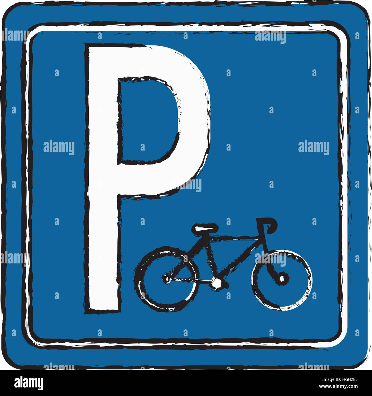 drawing bycicle road sign parking Stock Vector Image & Art - Alamy