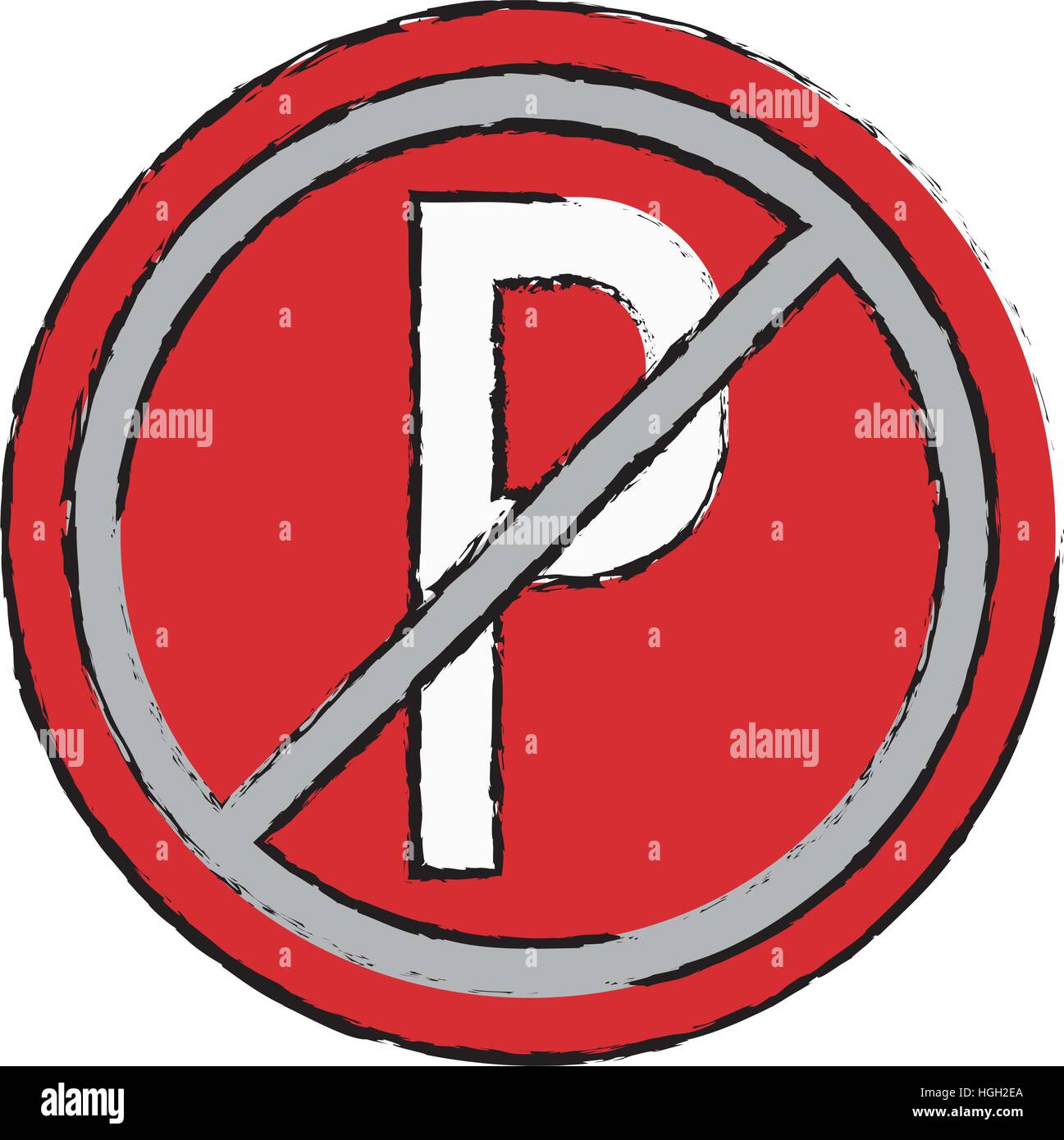 drawing prohibited parking car sign traffic Stock Vector Image & Art ...
