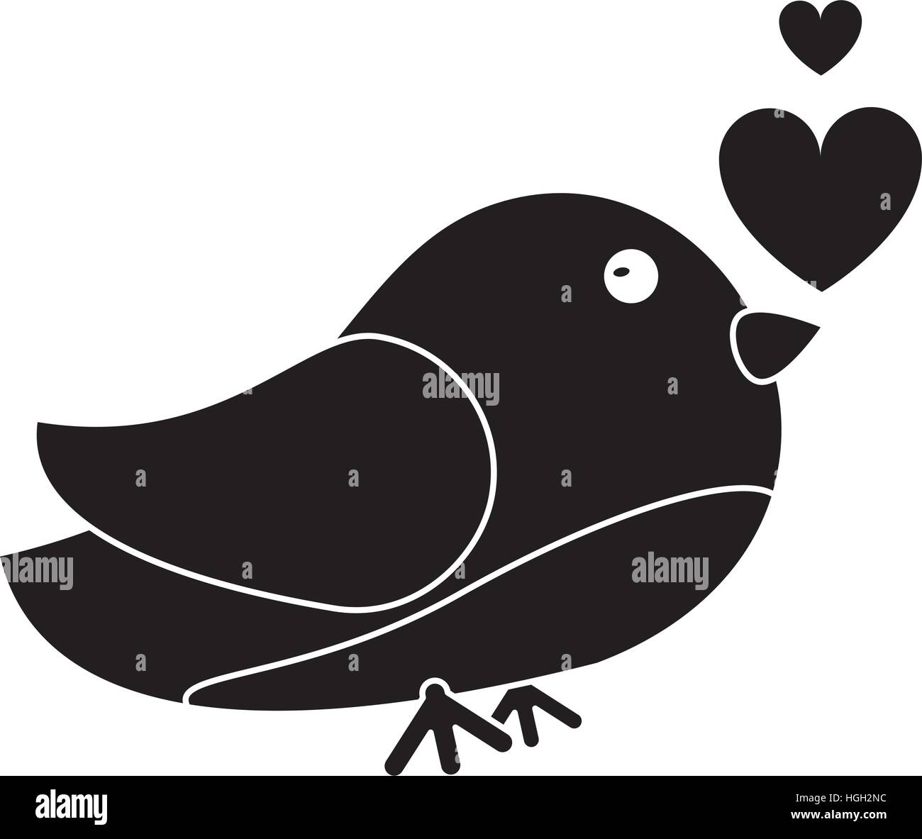 silhouette cute bird heart loveling Stock Vector Image & Art - Alamy