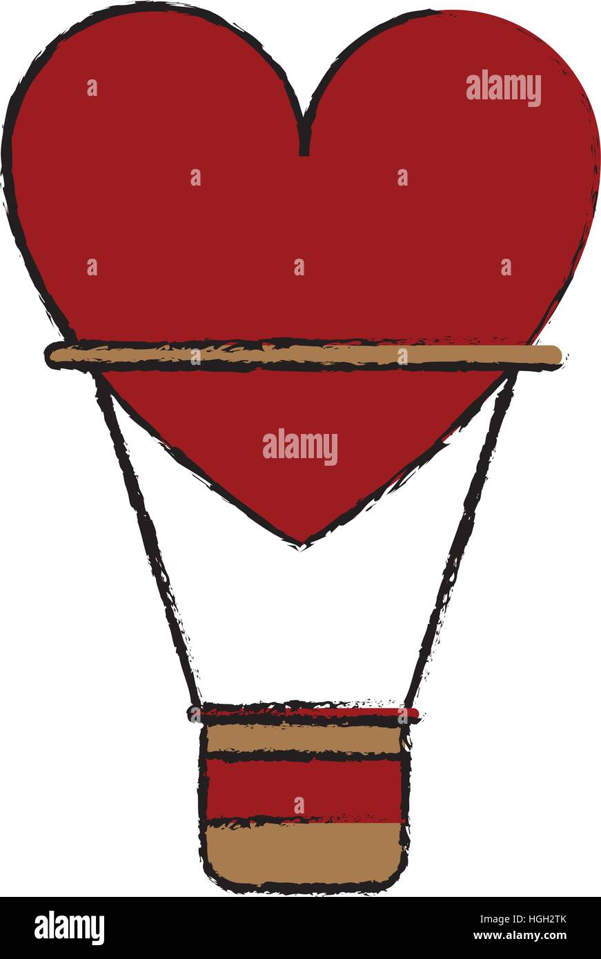 drawing airballon heart love romantic classic Stock Vector Image & Art ...