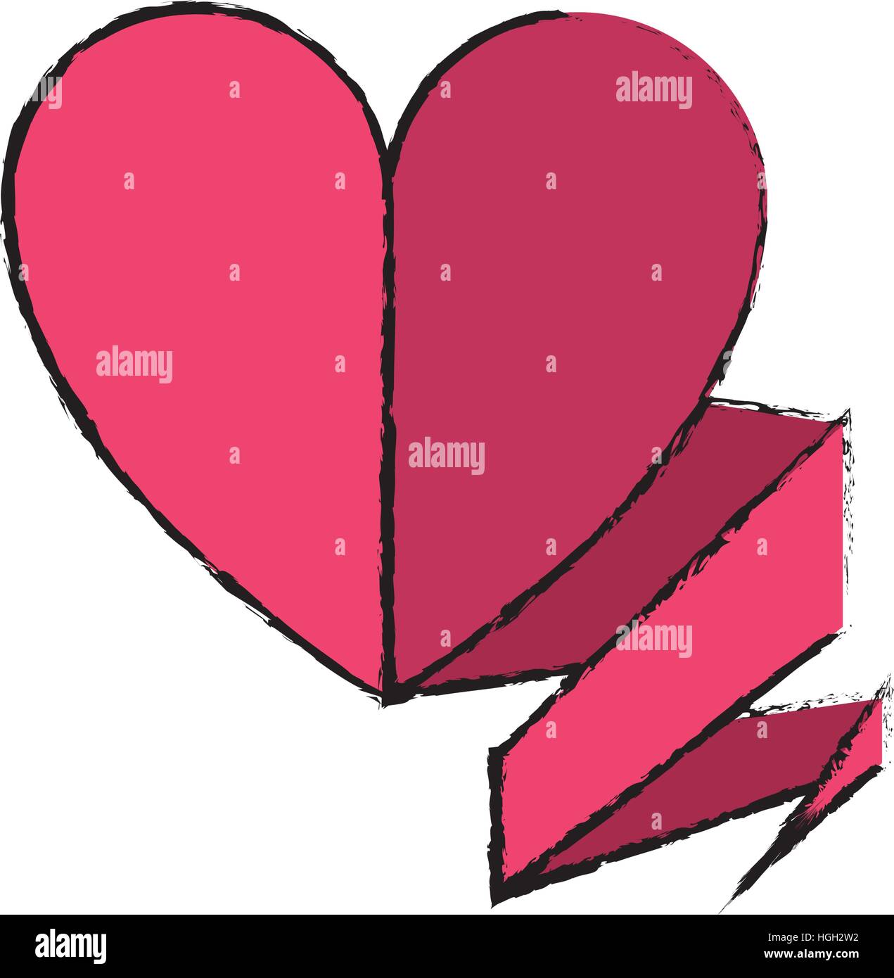 drawing love heart with ribbon decoration Stock Vector Image & Art - Alamy