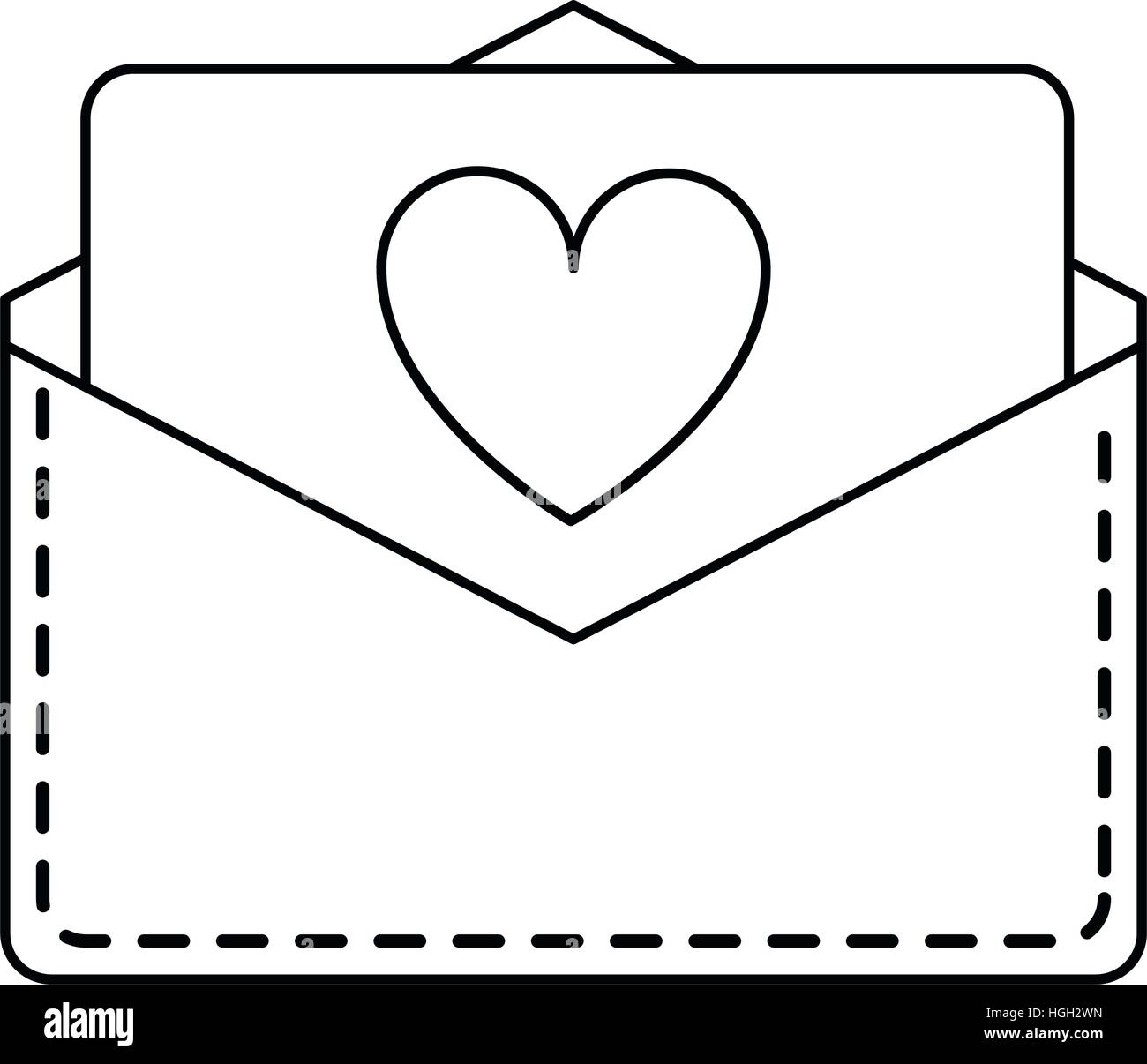 love heart envelope mail valentine letter line Stock Vector Image & Art ...
