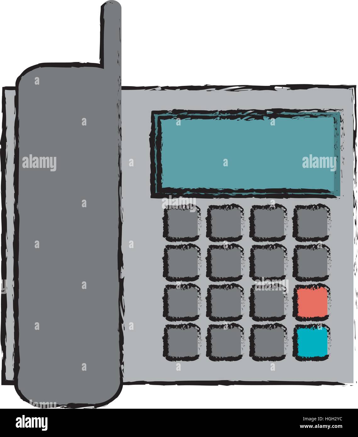 drawing gray telephone communication call office Stock Vector Image ...