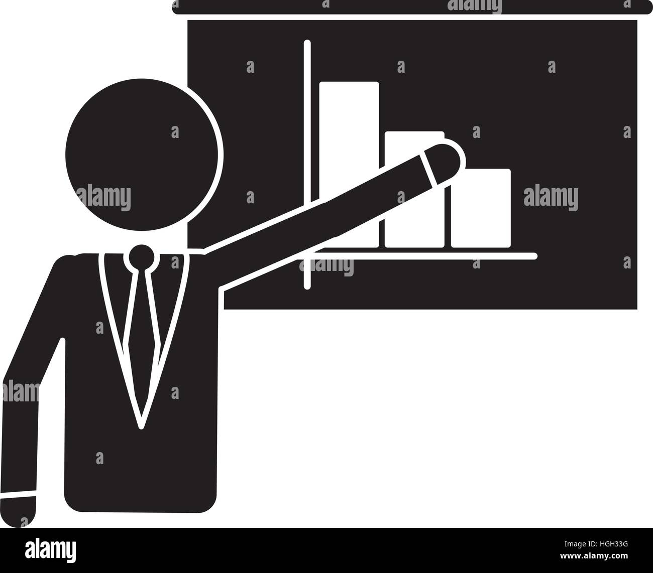 silhouette businessman presentation graph statistics Stock Vector Image ...