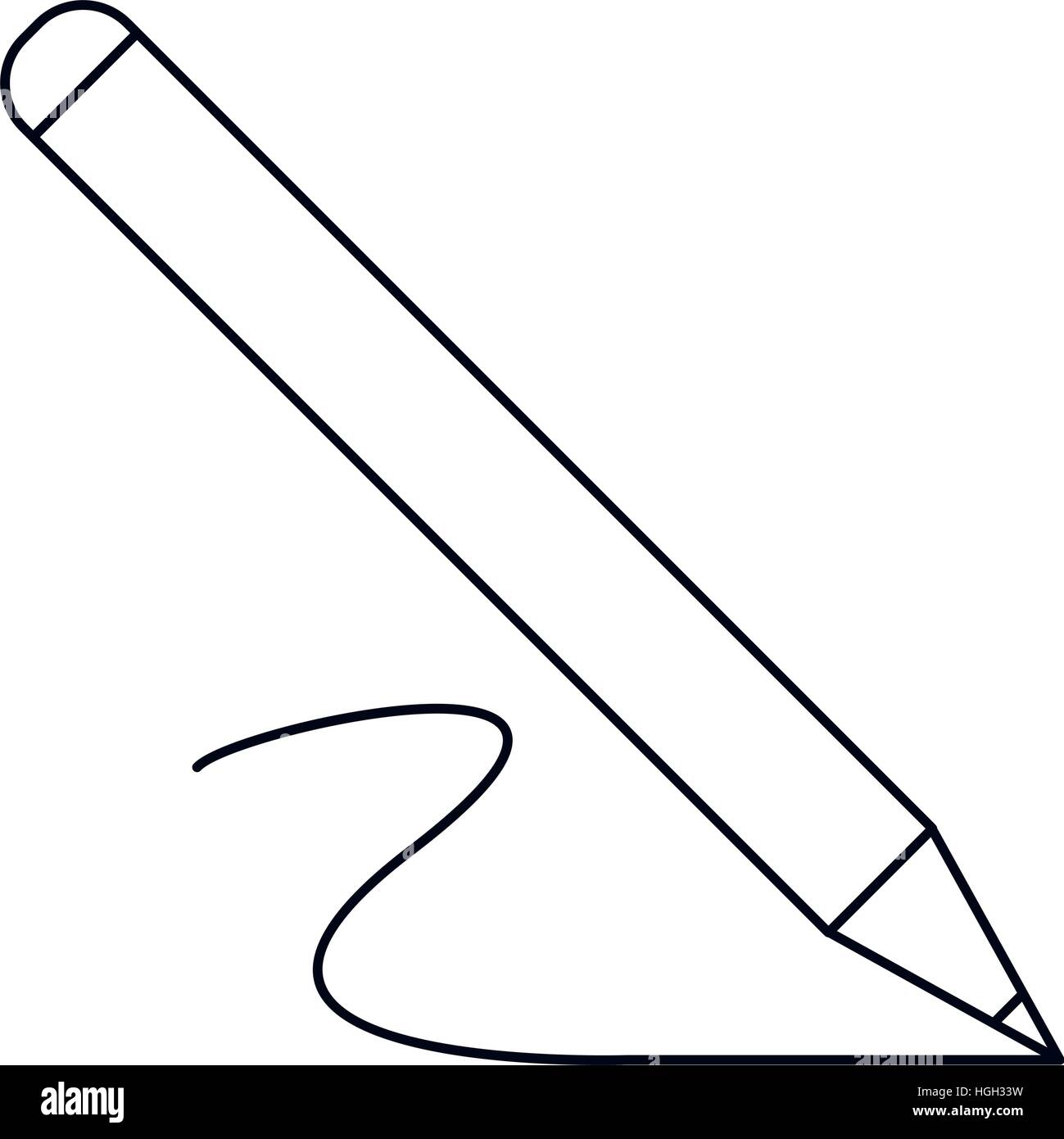 pencil write wooden tool office outline Stock Vector Image & Art - Alamy