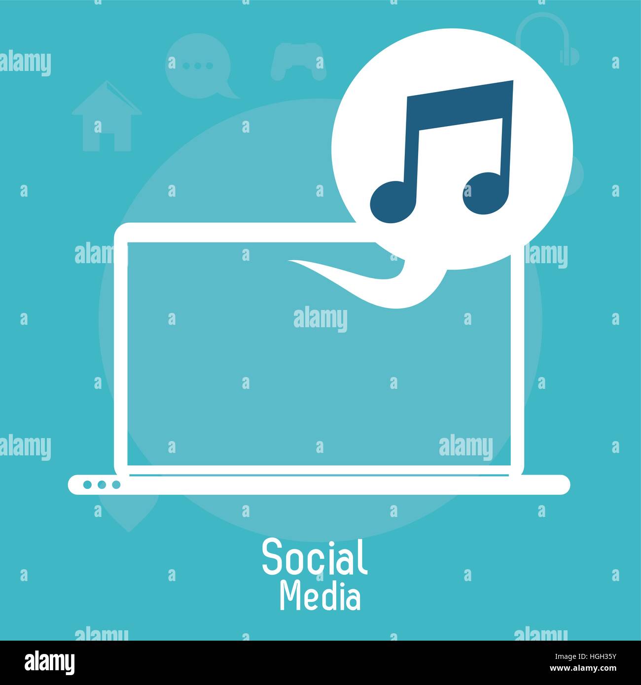laptop social media bubble music note Stock Vector Image & Art - Alamy