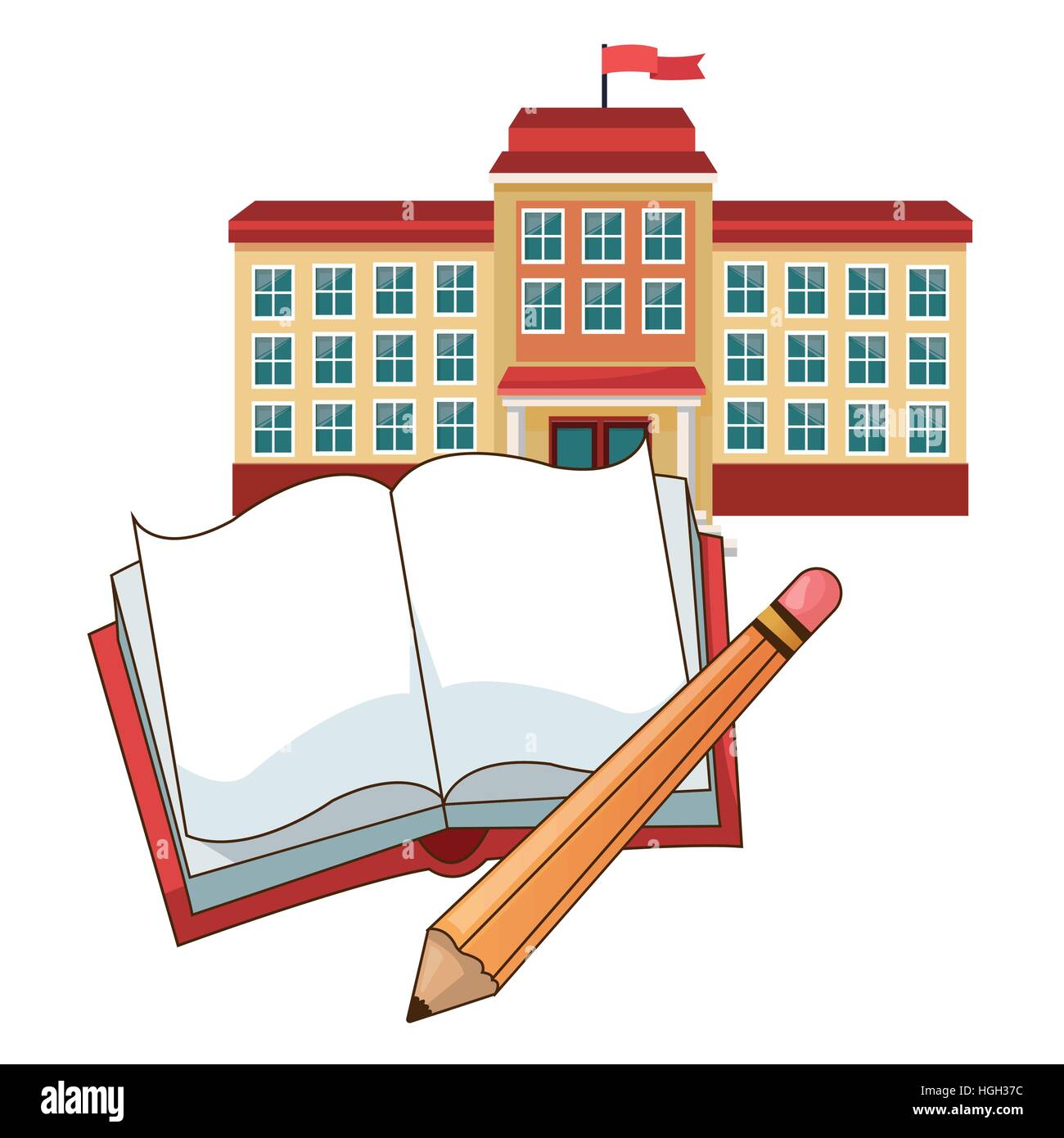building school flag book pencil Stock Vector Image & Art - Alamy