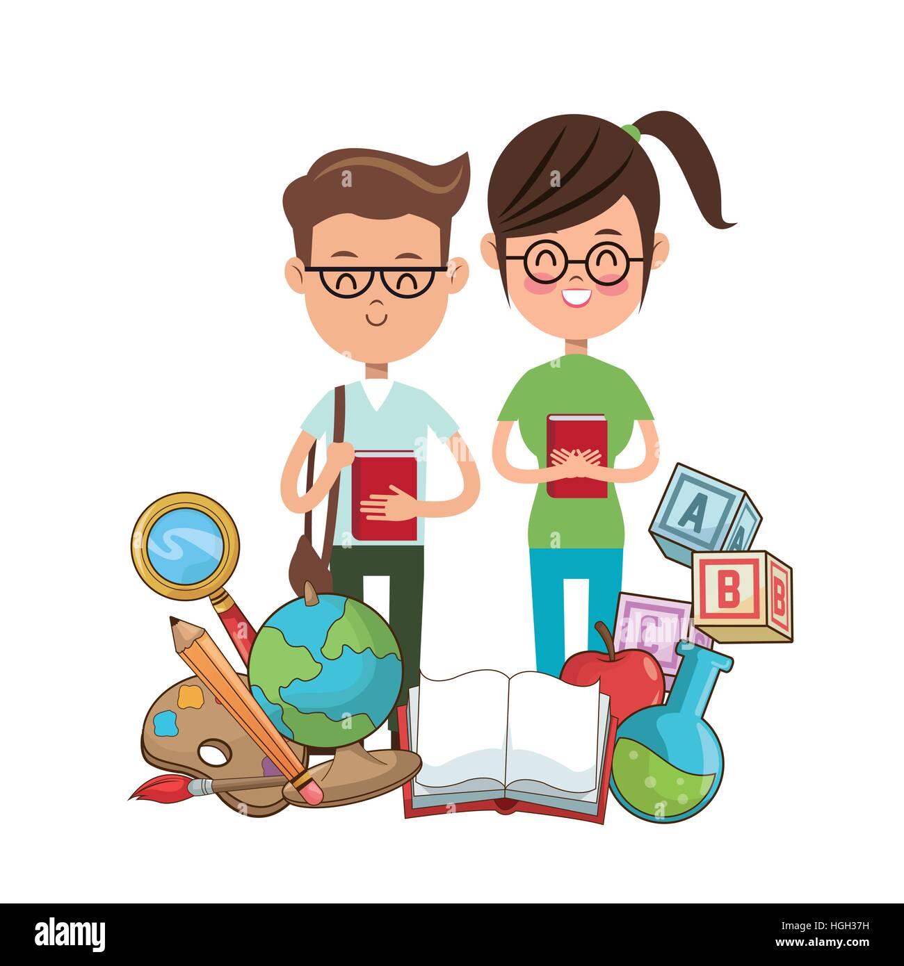 Collage college students studying Stock Vector Images - Alamy