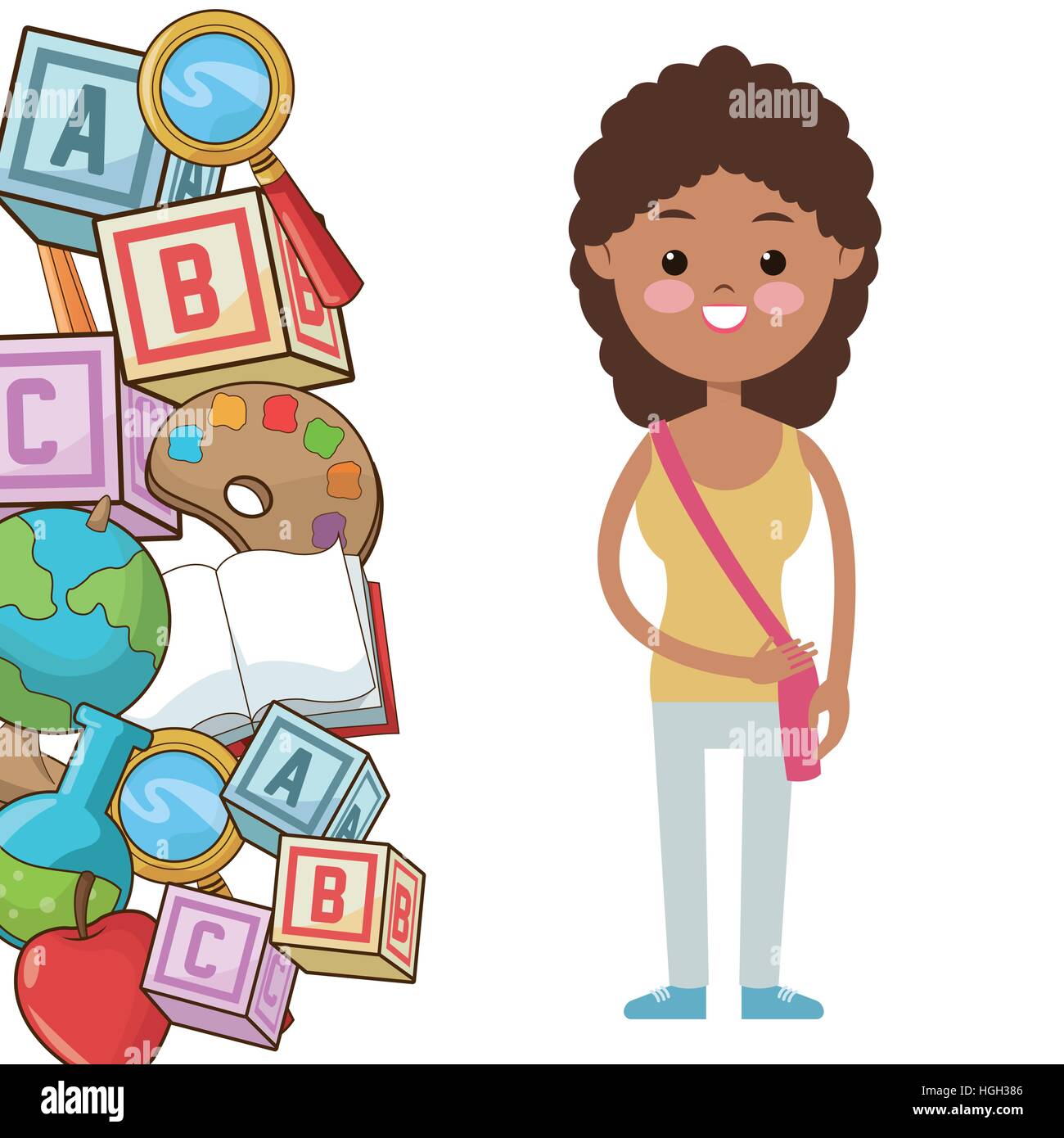 Child girl schoolgirl schoolchild Stock Vector Images - Alamy