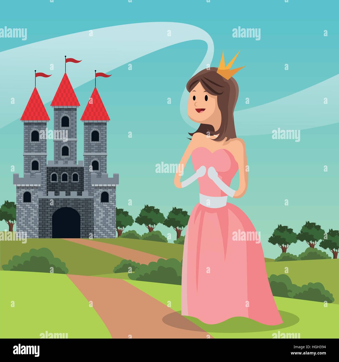 princess path castle landscape Stock Vector Image & Art - Alamy