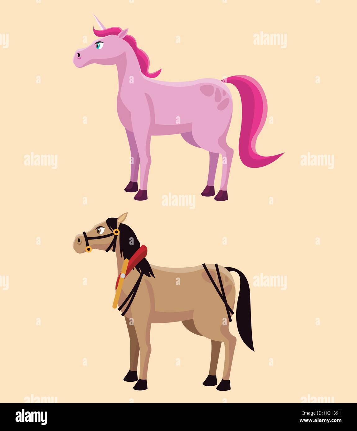 pink unicorn and horse animal tale Stock Vector Image & Art - Alamy