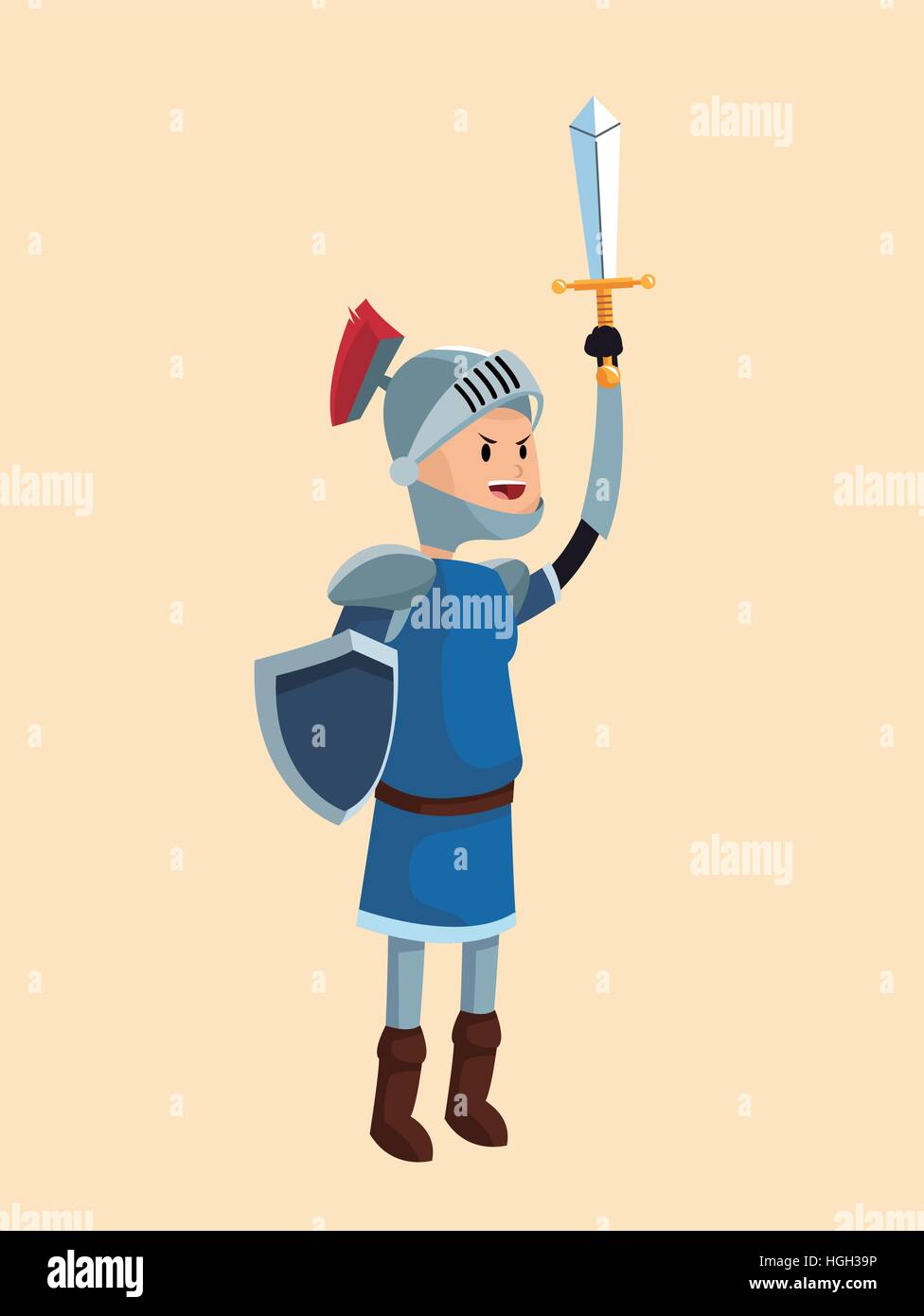 Boy cartoon cute illustration knight medieval vector hi-res stock ...