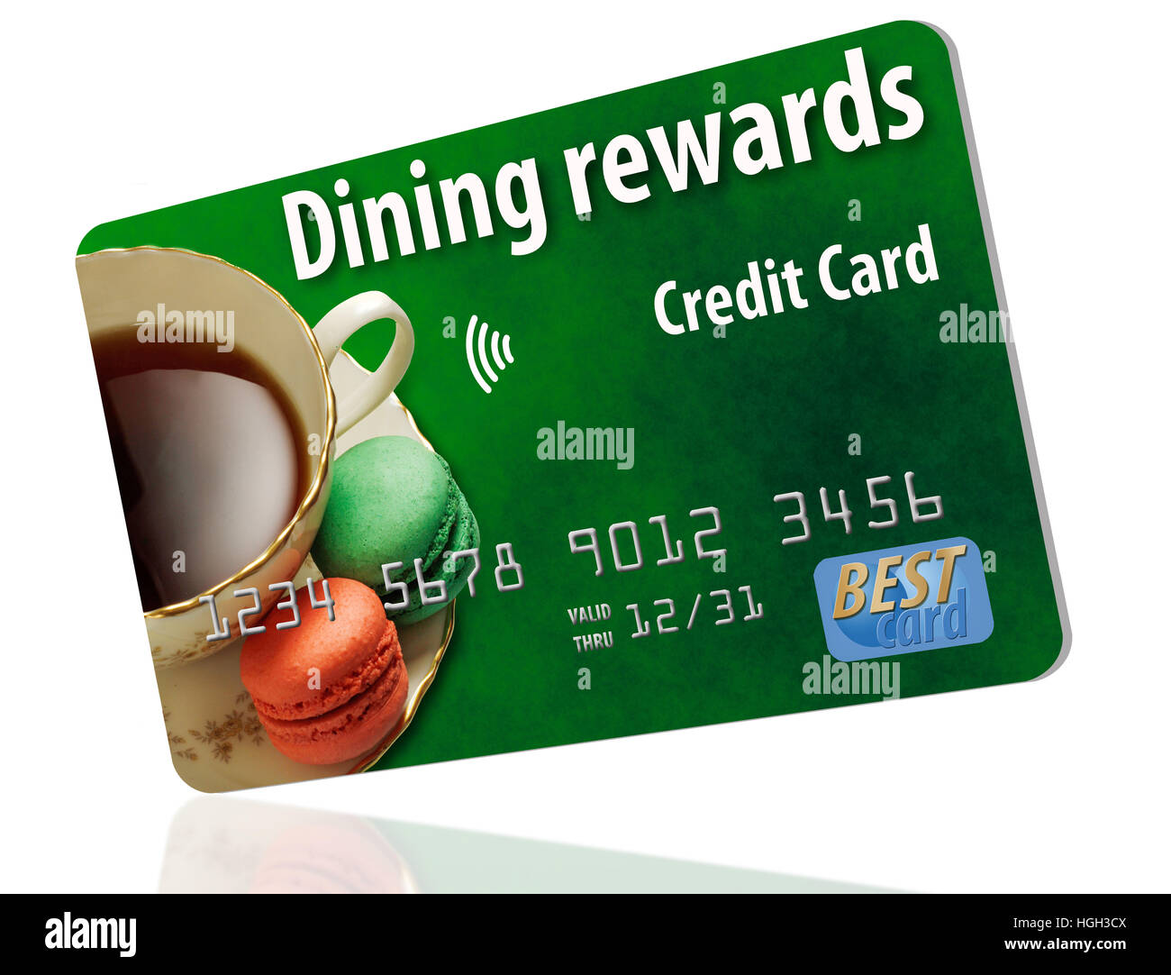 Dining rewards credit card isolated on white background Stock Photo - Alamy