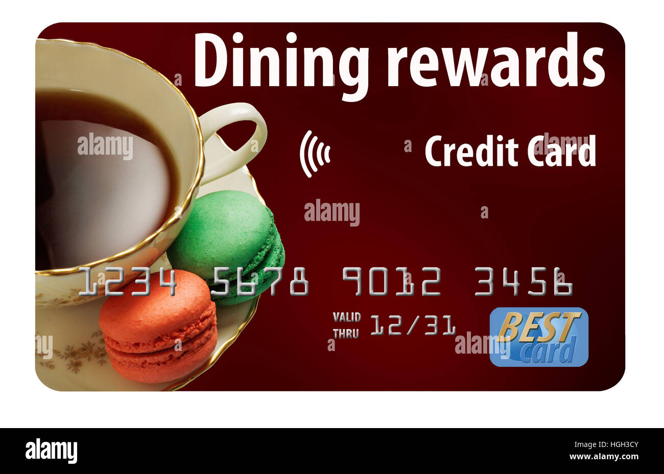 Dining rewards credit card isolated on white background Stock Photo - Alamy