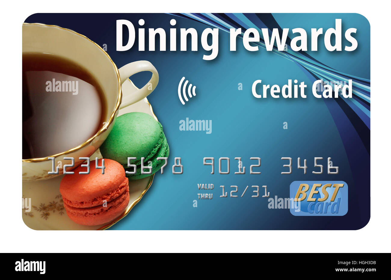 Dining rewards credit card isolated on white background Stock Photo - Alamy