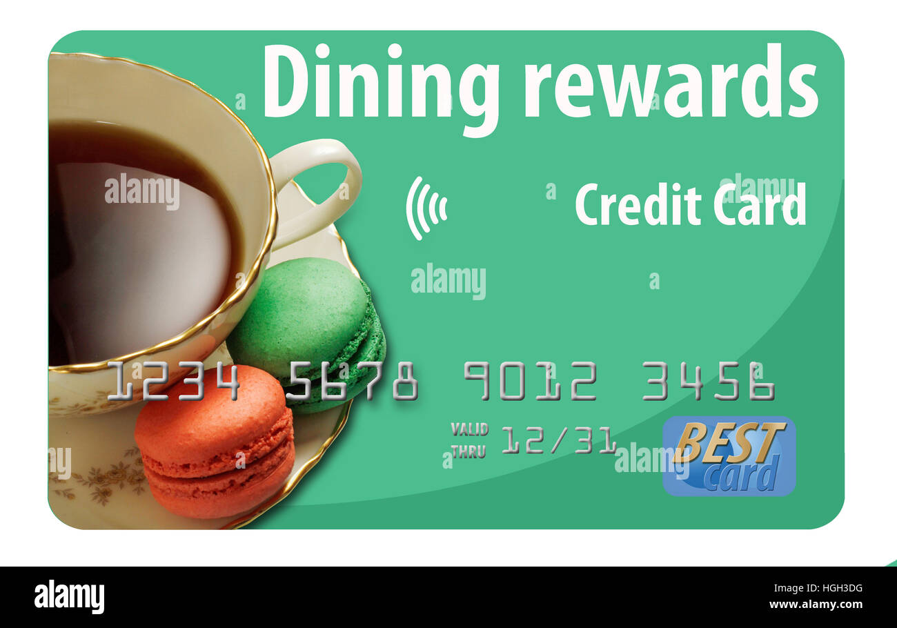 Dining rewards credit card isolated on white background Stock Photo - Alamy