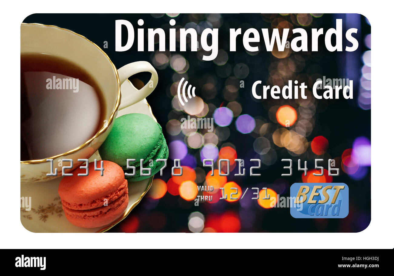 Dining rewards credit card isolated on white background Stock Photo - Alamy