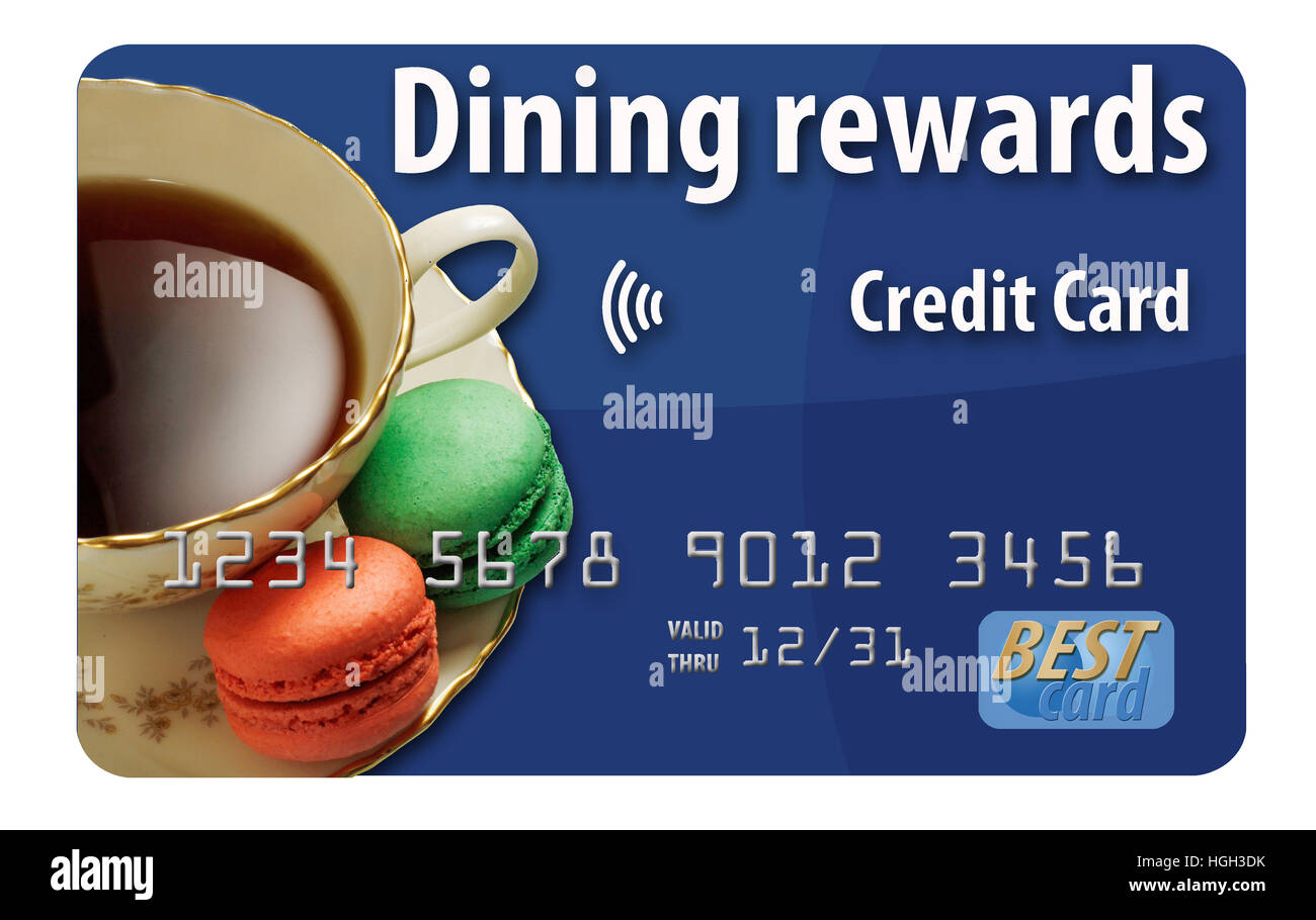 Dining rewards credit card isolated on white background Stock Photo - Alamy