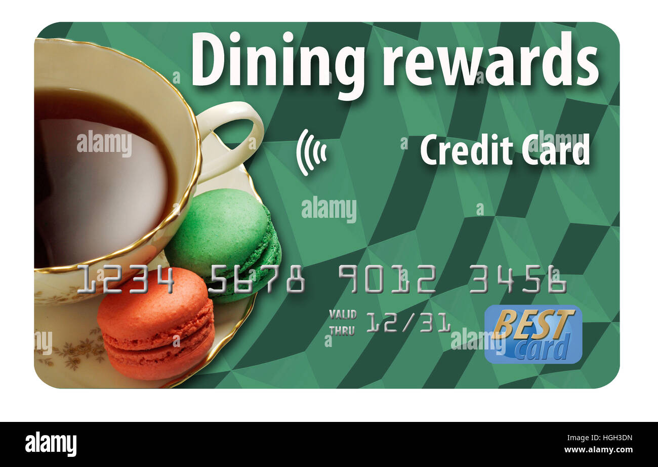 Dining rewards credit card isolated on white background Stock Photo - Alamy