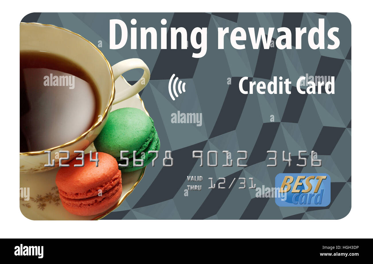 Dining rewards credit card isolated on white background Stock Photo - Alamy