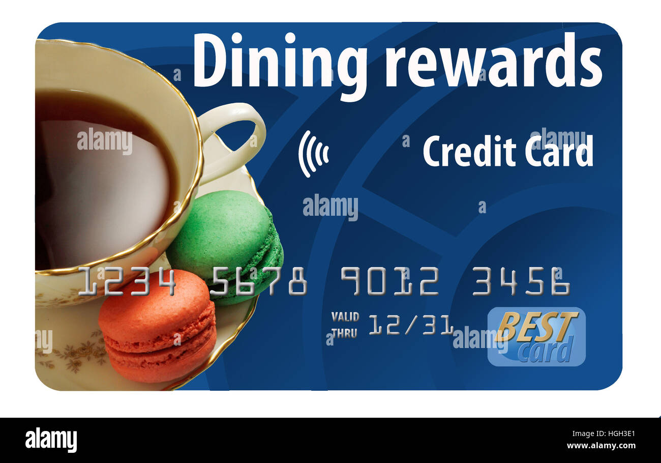 Dining rewards credit card isolated on white background Stock Photo - Alamy