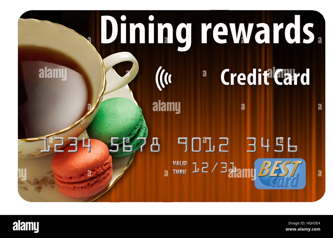 Dining rewards credit card isolated on white background Stock Photo - Alamy
