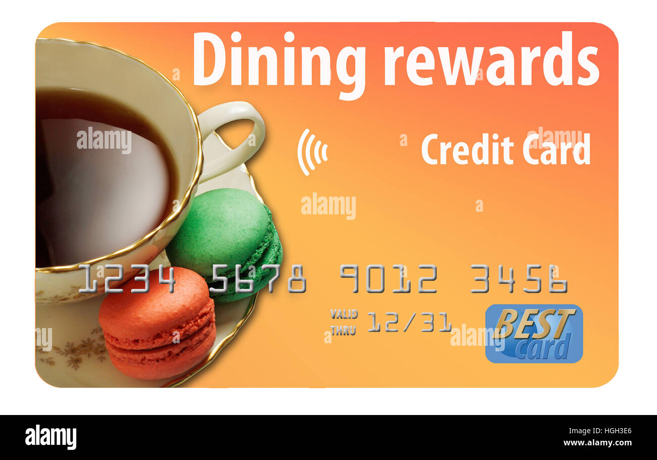 Dining rewards credit card isolated on white background Stock Photo - Alamy