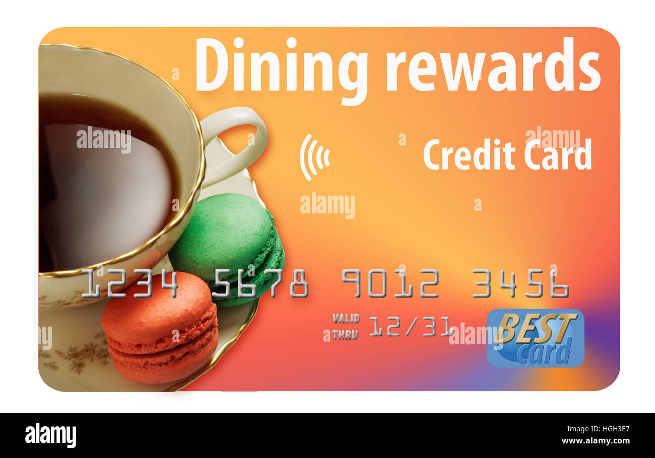Dining rewards credit card isolated on white background Stock Photo - Alamy