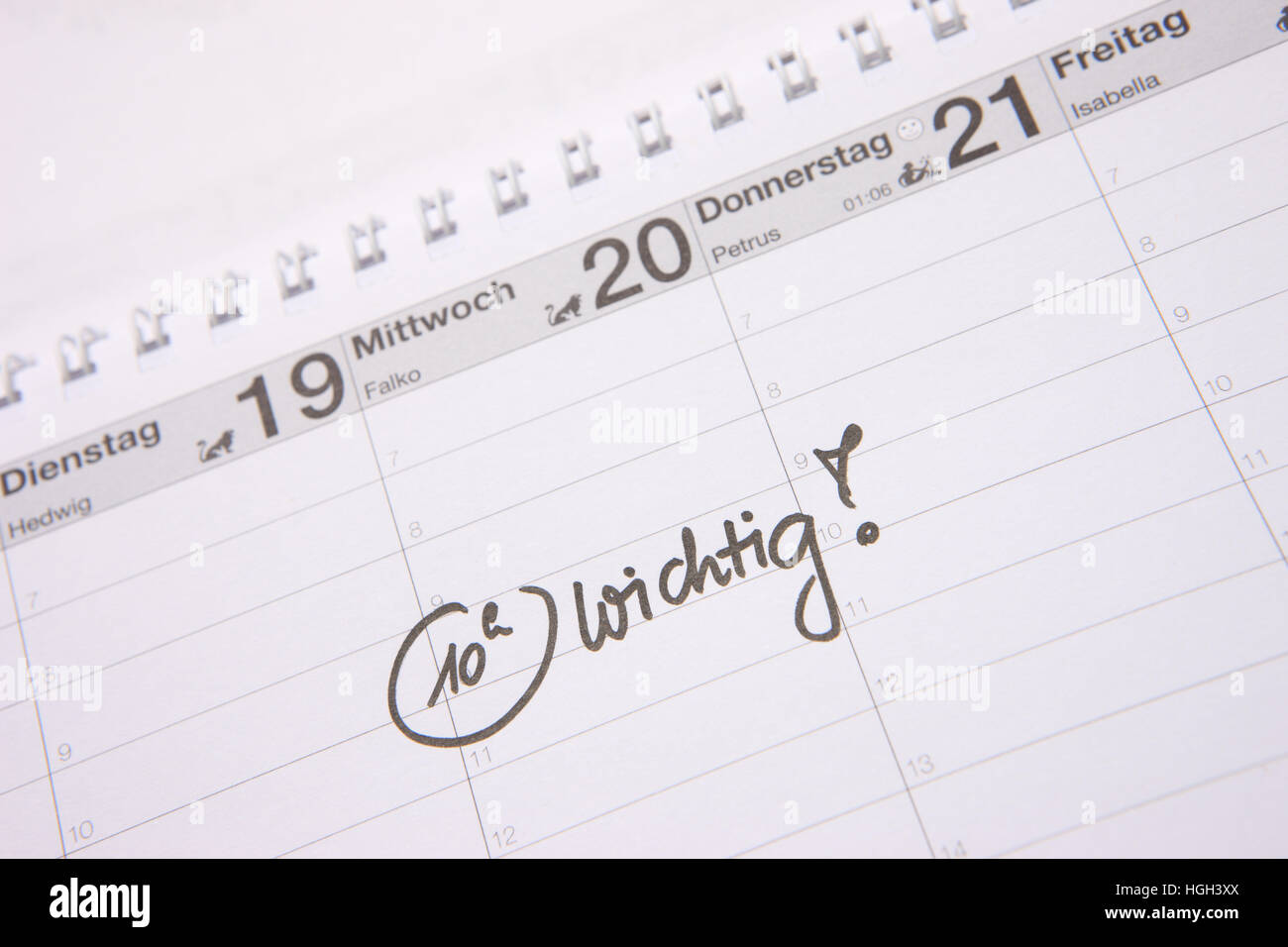 Calendar notice, important Stock Photo - Alamy