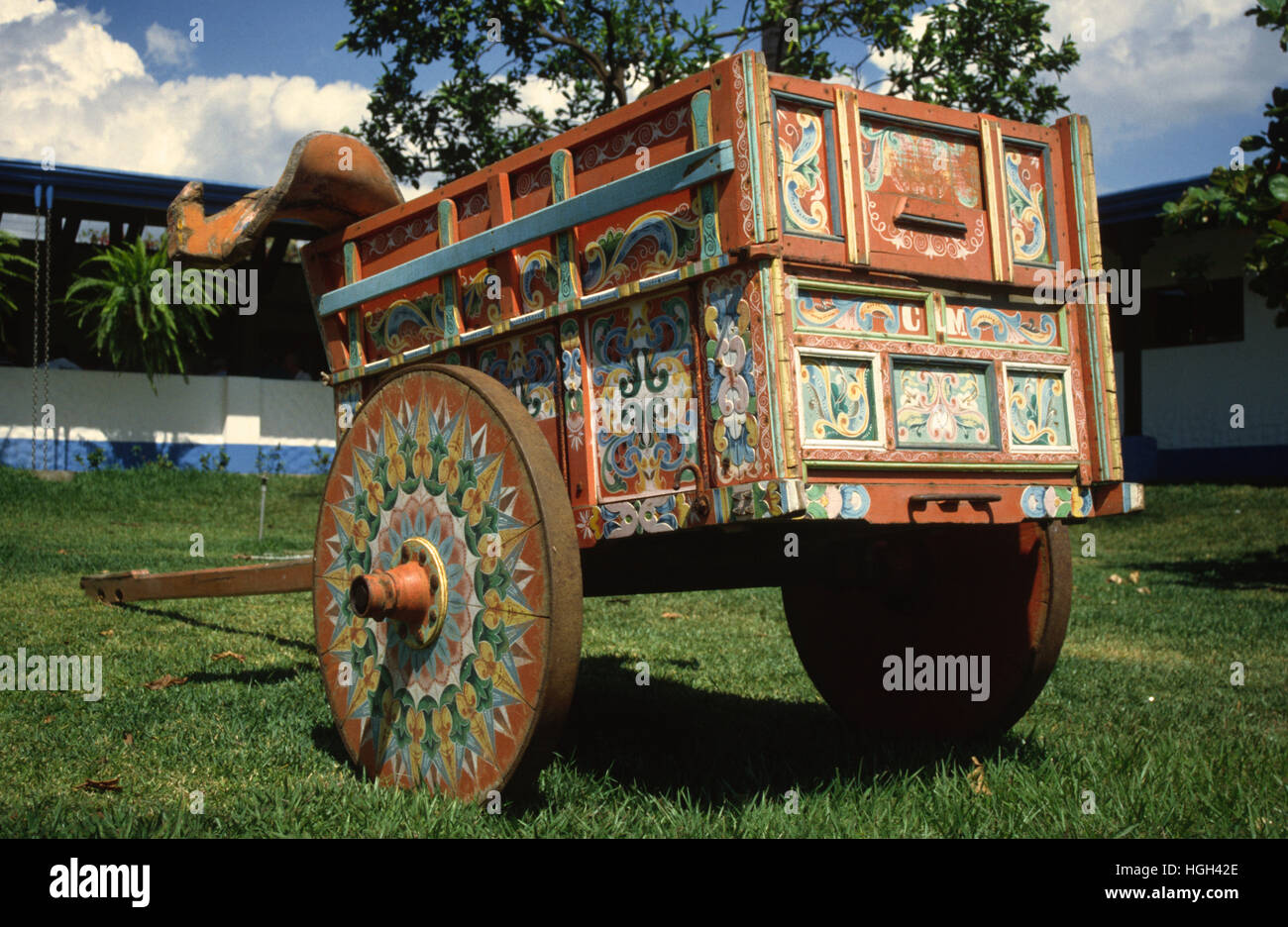 Painted ox cart in the village of Sarchi, Costa Rica, Central America ...