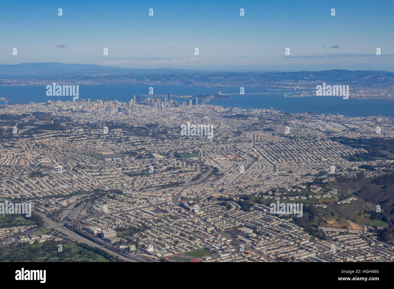 Aerial view of San Francisco downtown cityscape, California Stock Photo ...