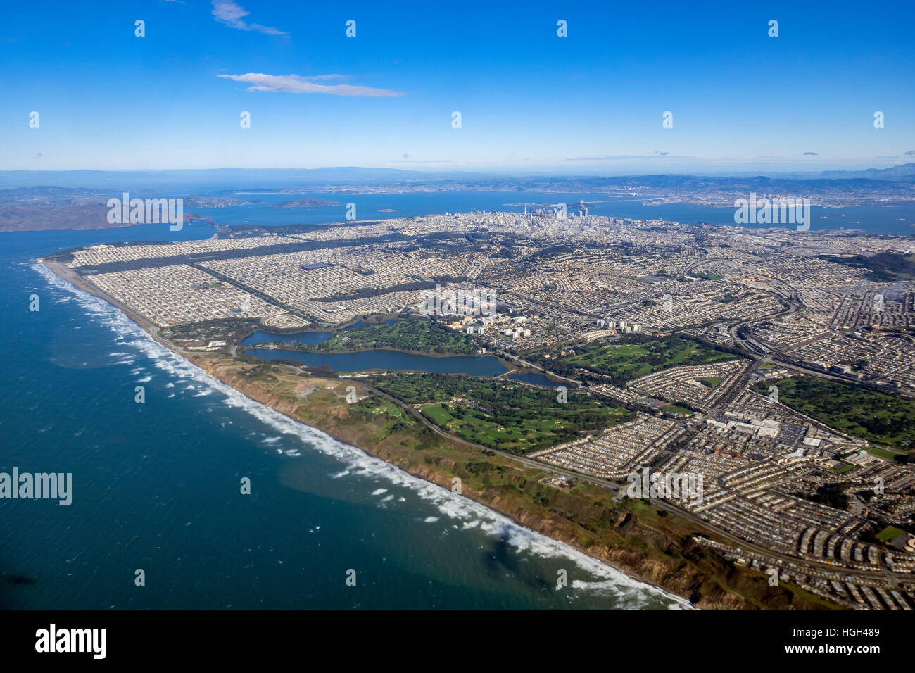 Aerial view of San Francisco downtown cityscape, California Stock Photo ...