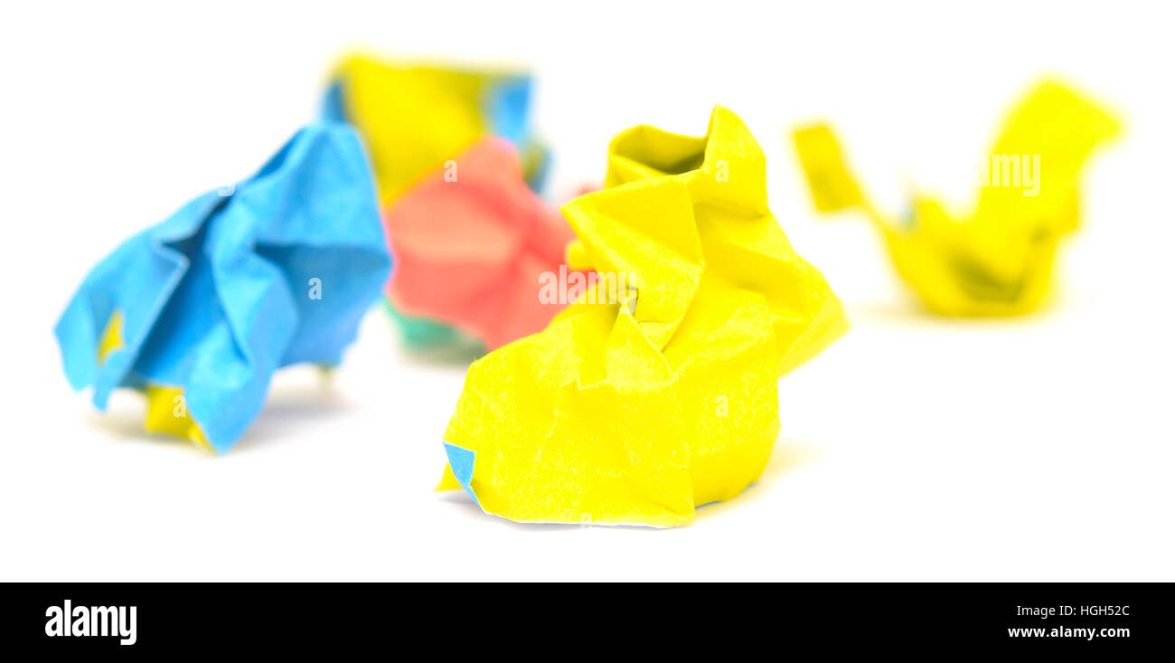 color wrinkled paper isolated on white background Stock Photo - Alamy